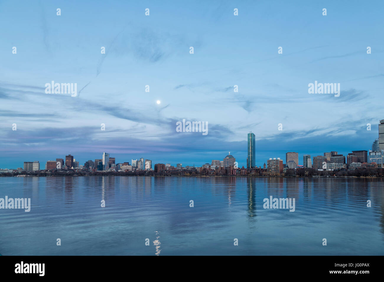 Boston Skyline Night Stock Photo - Alamy