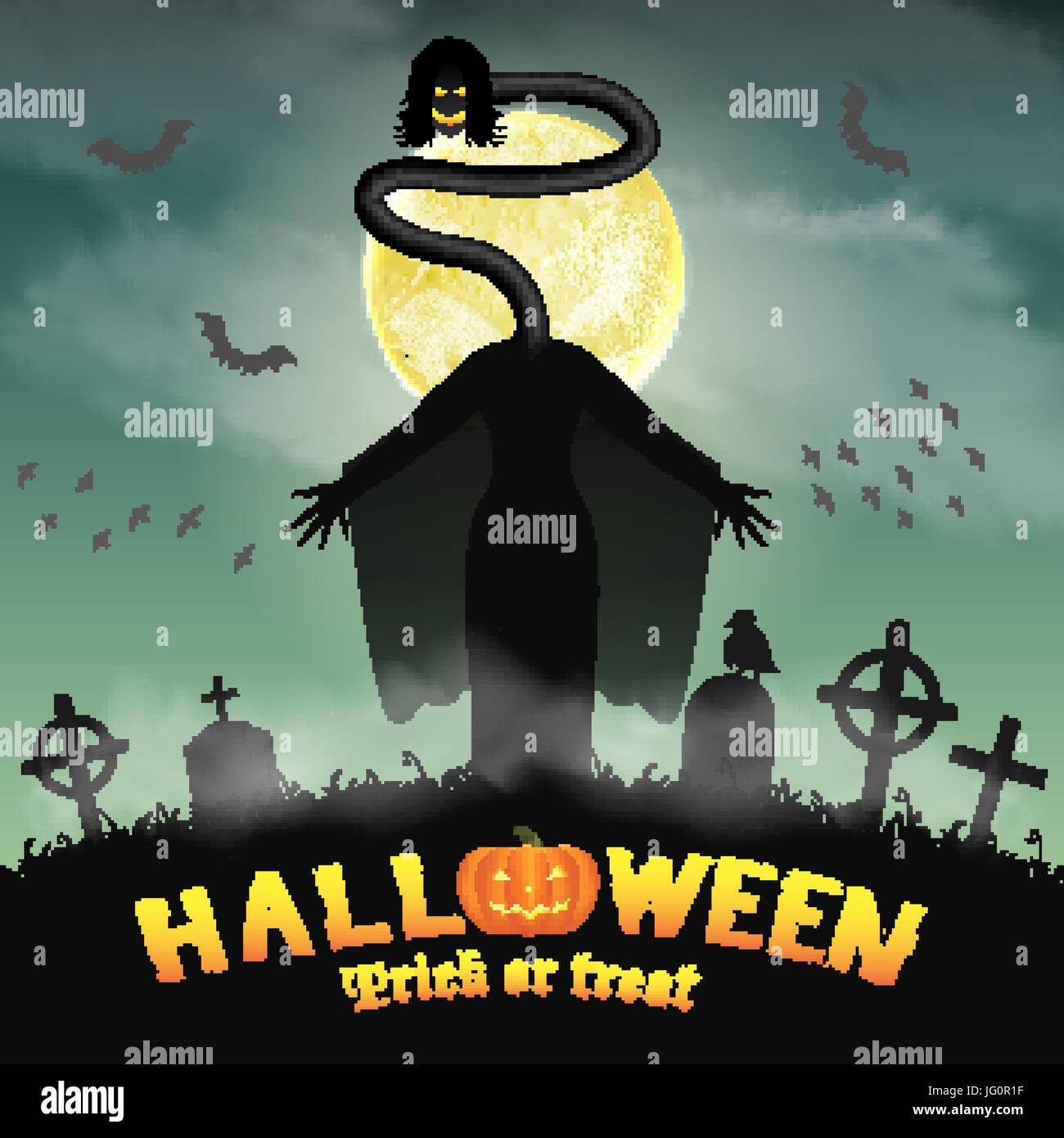 halloween japan long neck ghost in graveyard Stock Vector Image & Art ...