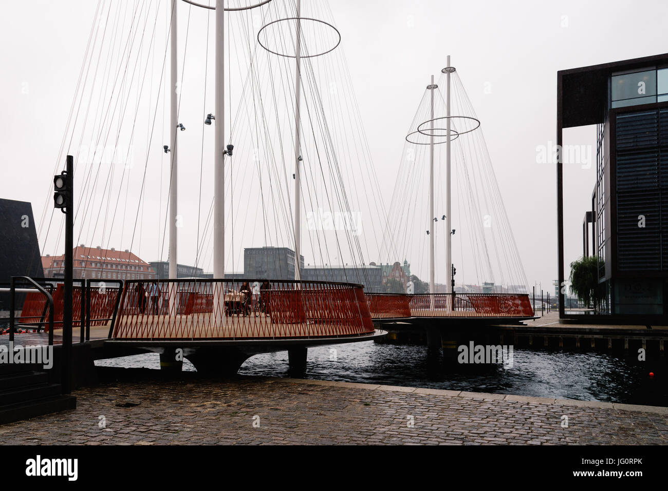 Copenhagen, Denmark - August 12, 2016: Modern pedestrian bridge in the ...