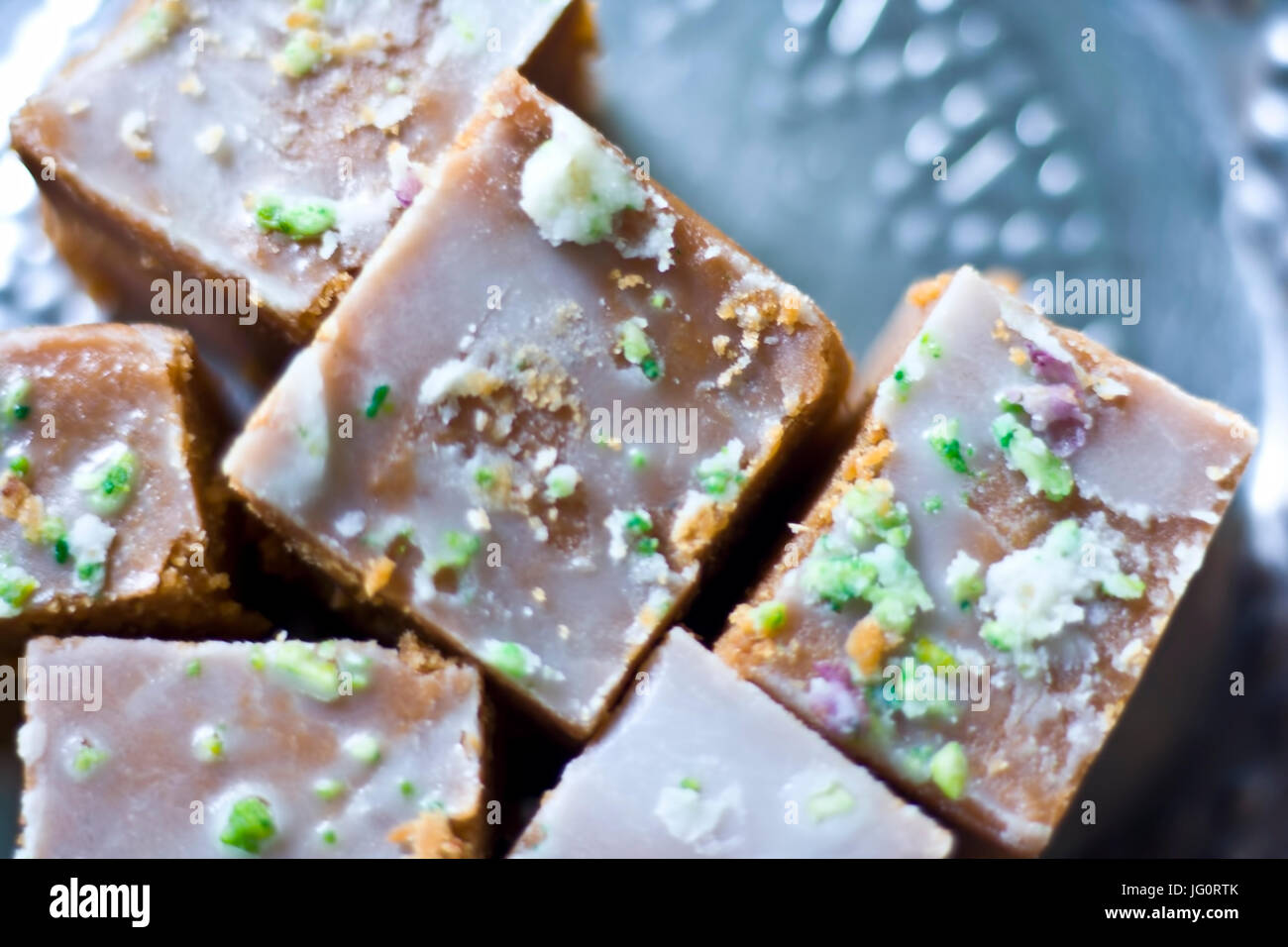 Mohanthal Indian sweets in the market Stock Photo - Alamy