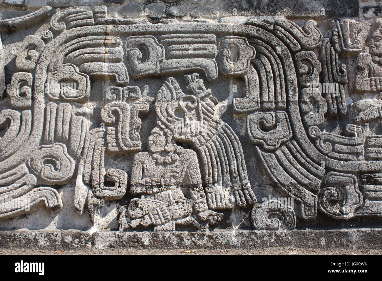 Bas-relief carving with of a american indian chieftain, pre-Columbian ...
