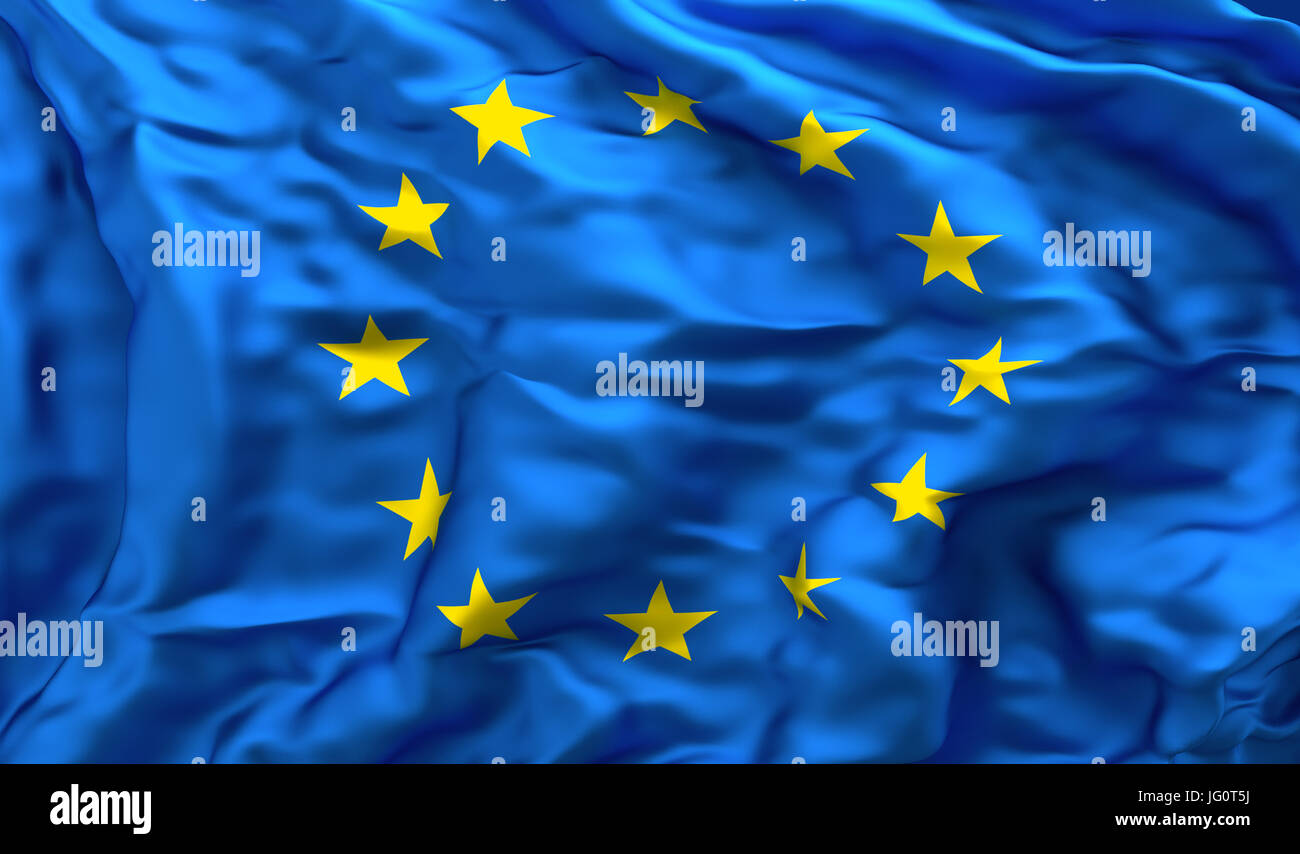 Full frame background of European flag blowing in the wind, facing ...