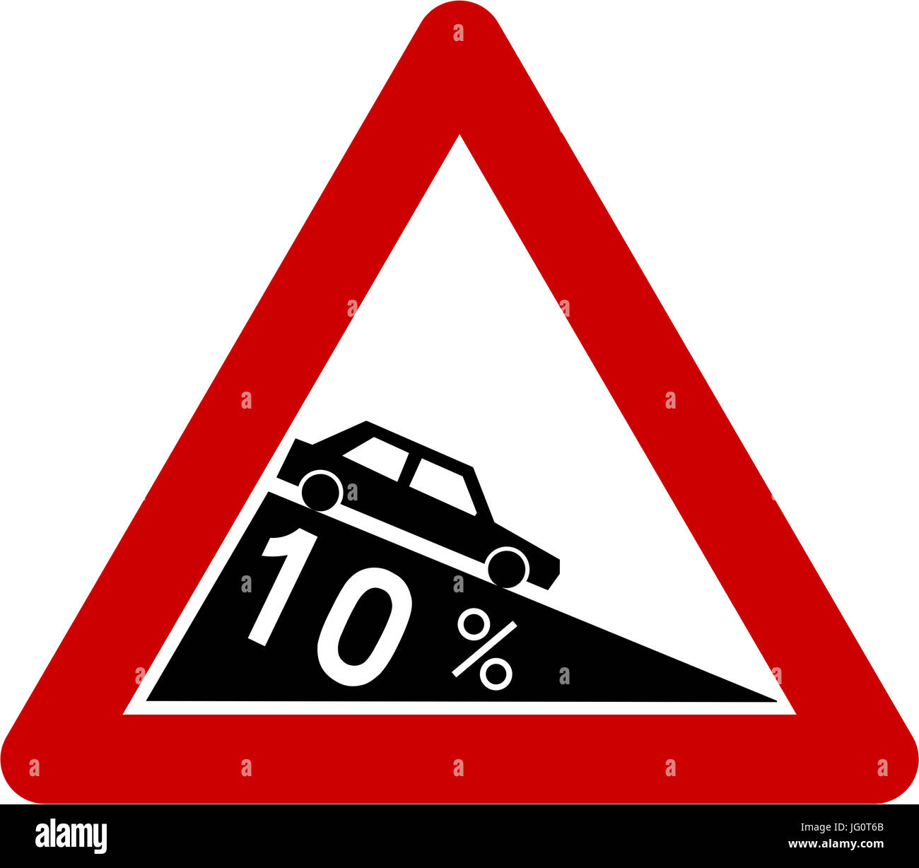 Warning sign with steep slope symbol Stock Photo - Alamy