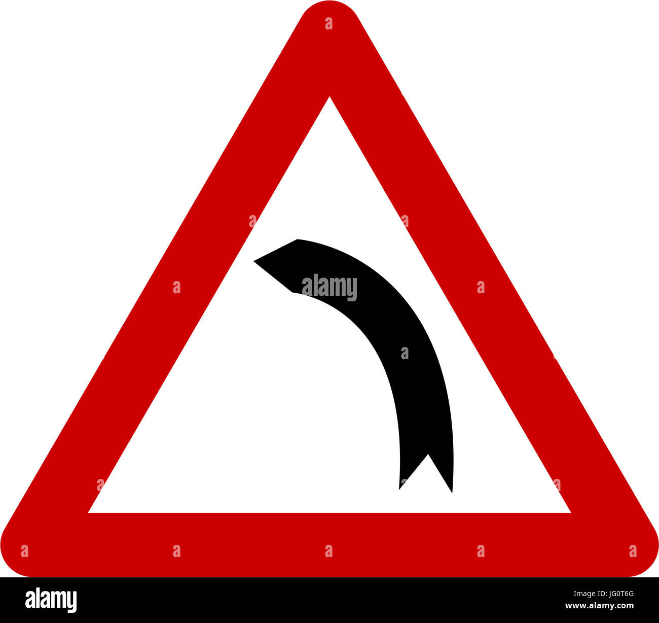 Warning sign with left bend symbol Stock Photo - Alamy