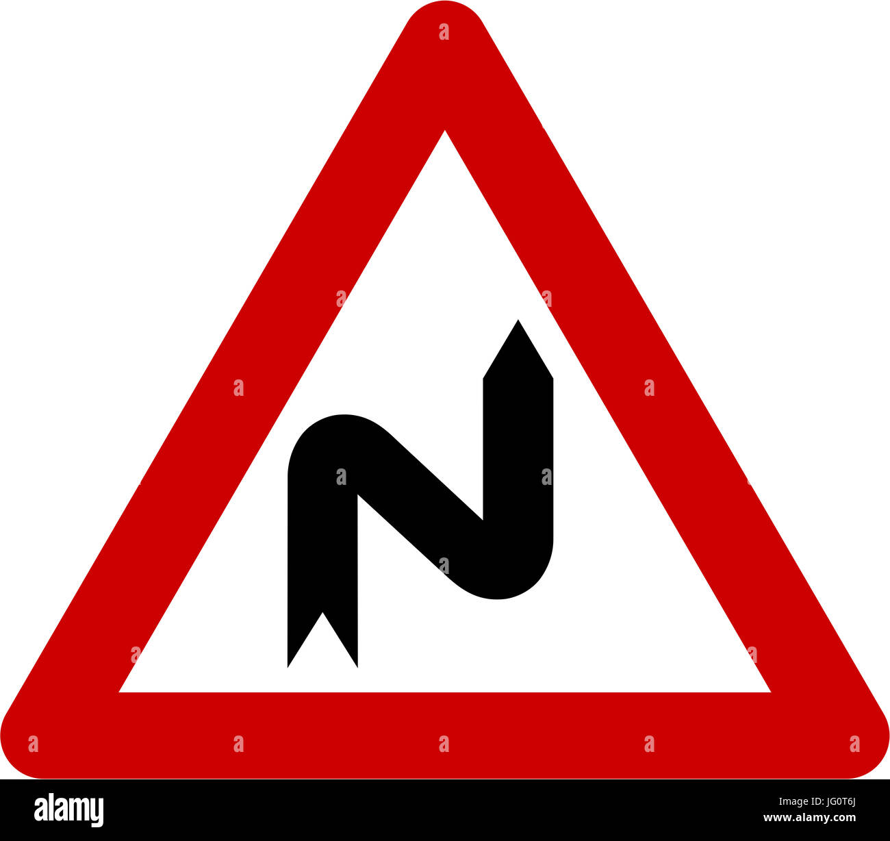 Warning sign with dangerous curves on right symbol Stock Photo - Alamy