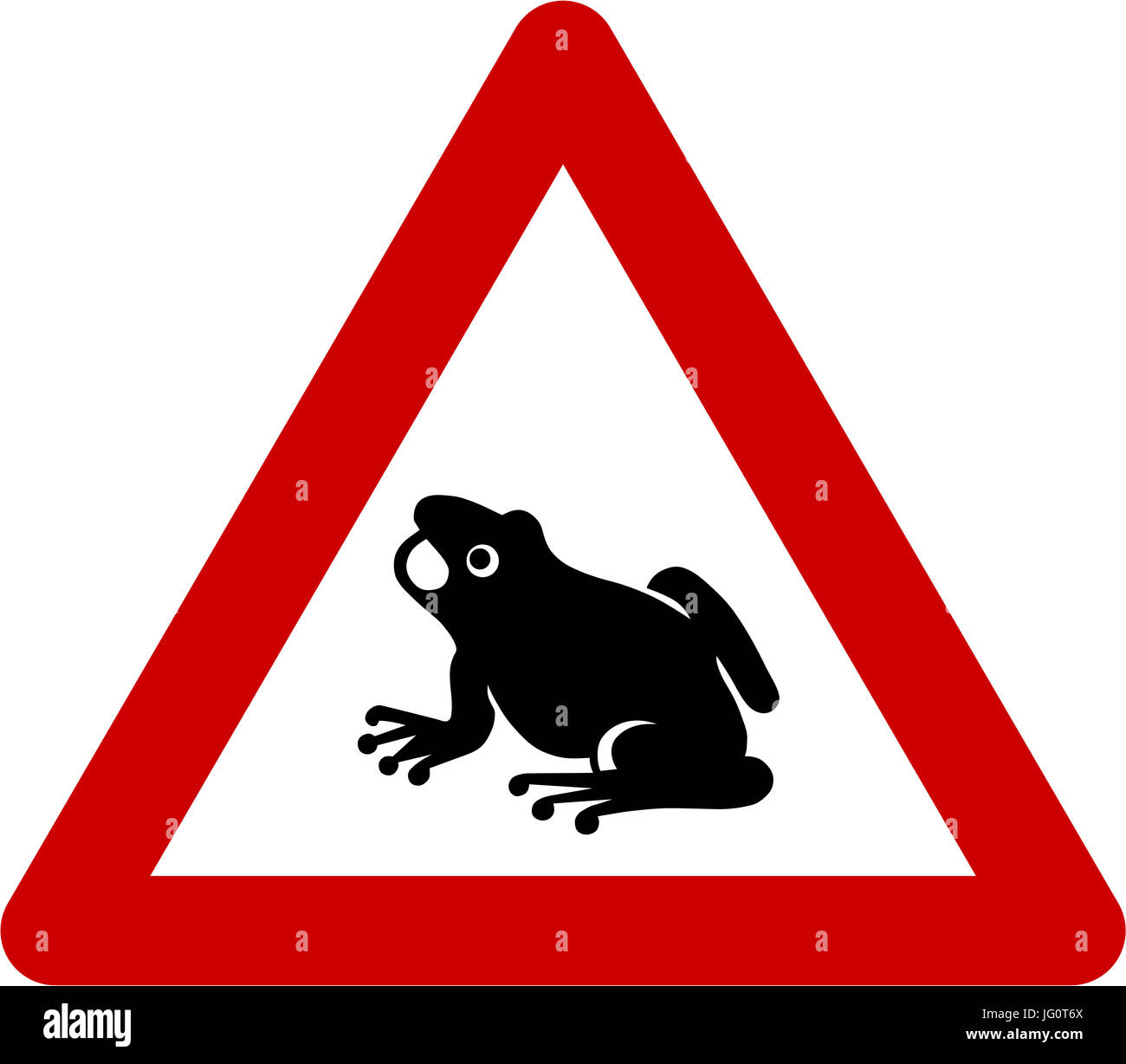 Warning sign with frogs on road symbol Stock Photo - Alamy