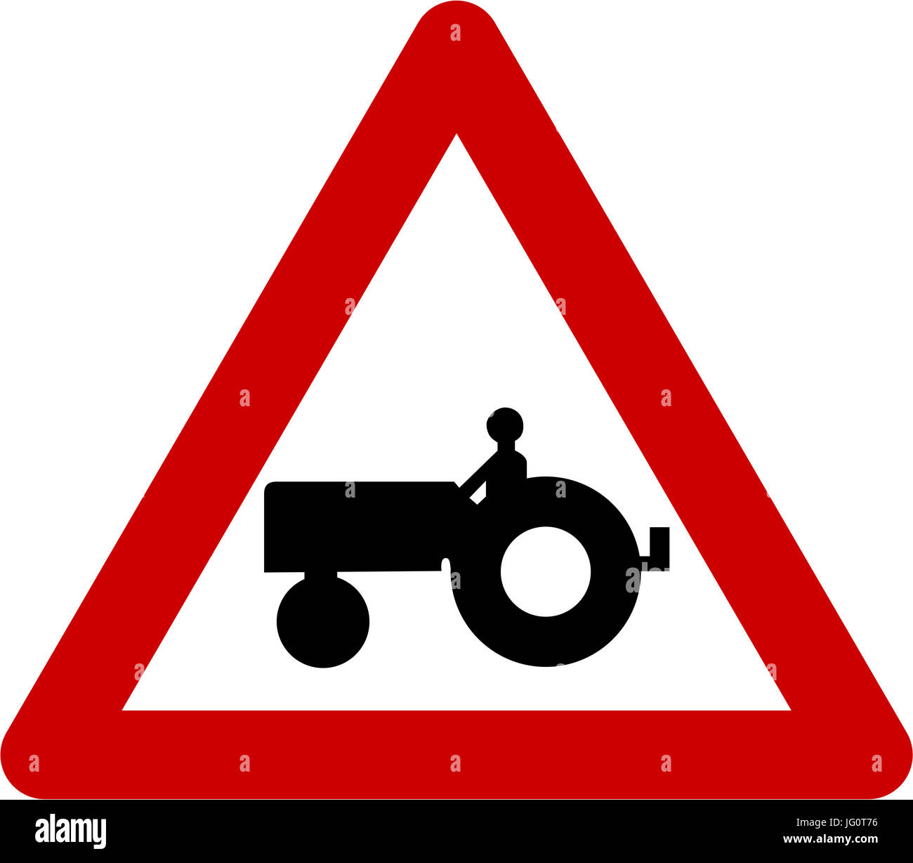 Warning sign with farm tractor symbol Stock Photo - Alamy