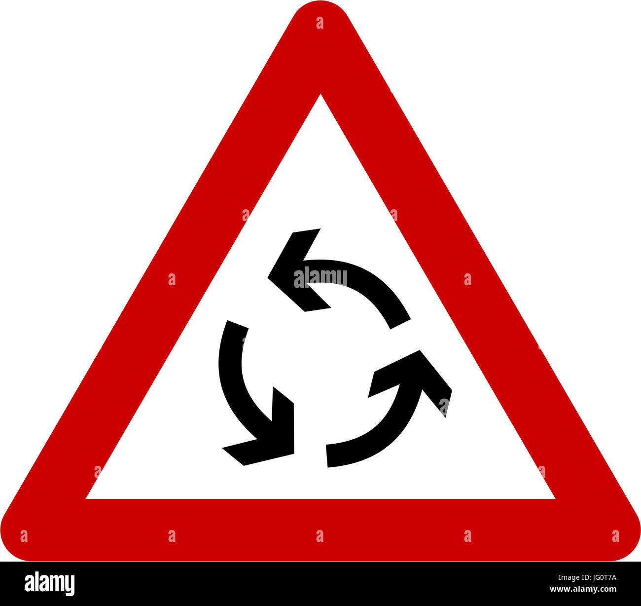Warning sign with roundabout symbol Stock Photo - Alamy