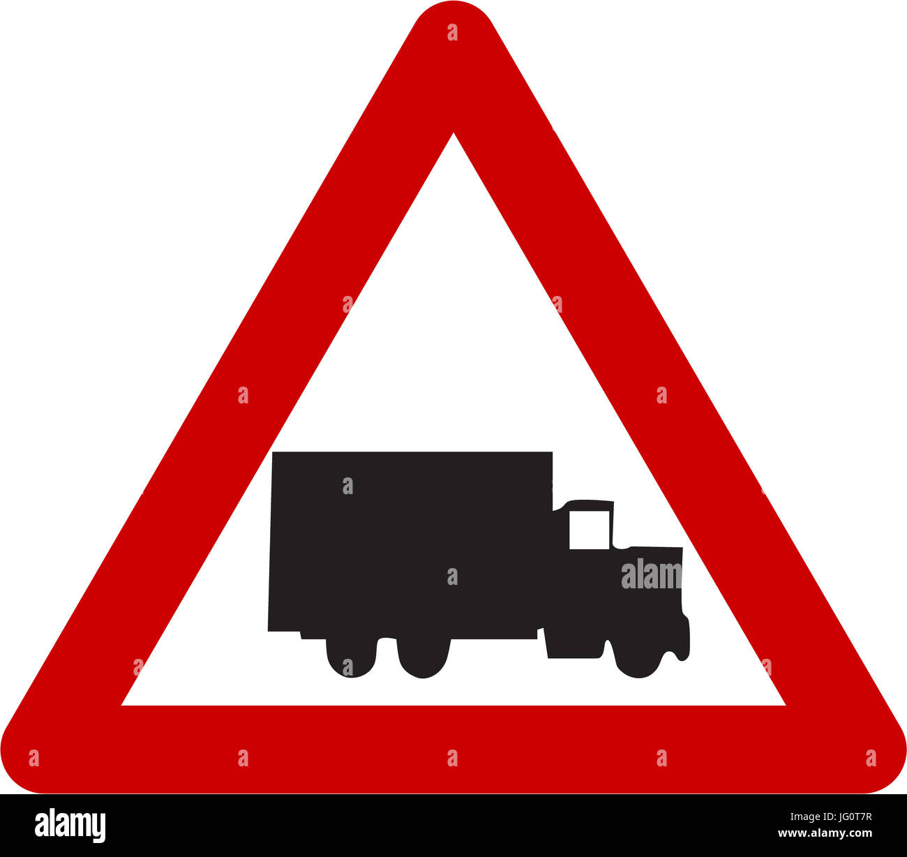 Warning sign with truck symbol Stock Photo - Alamy