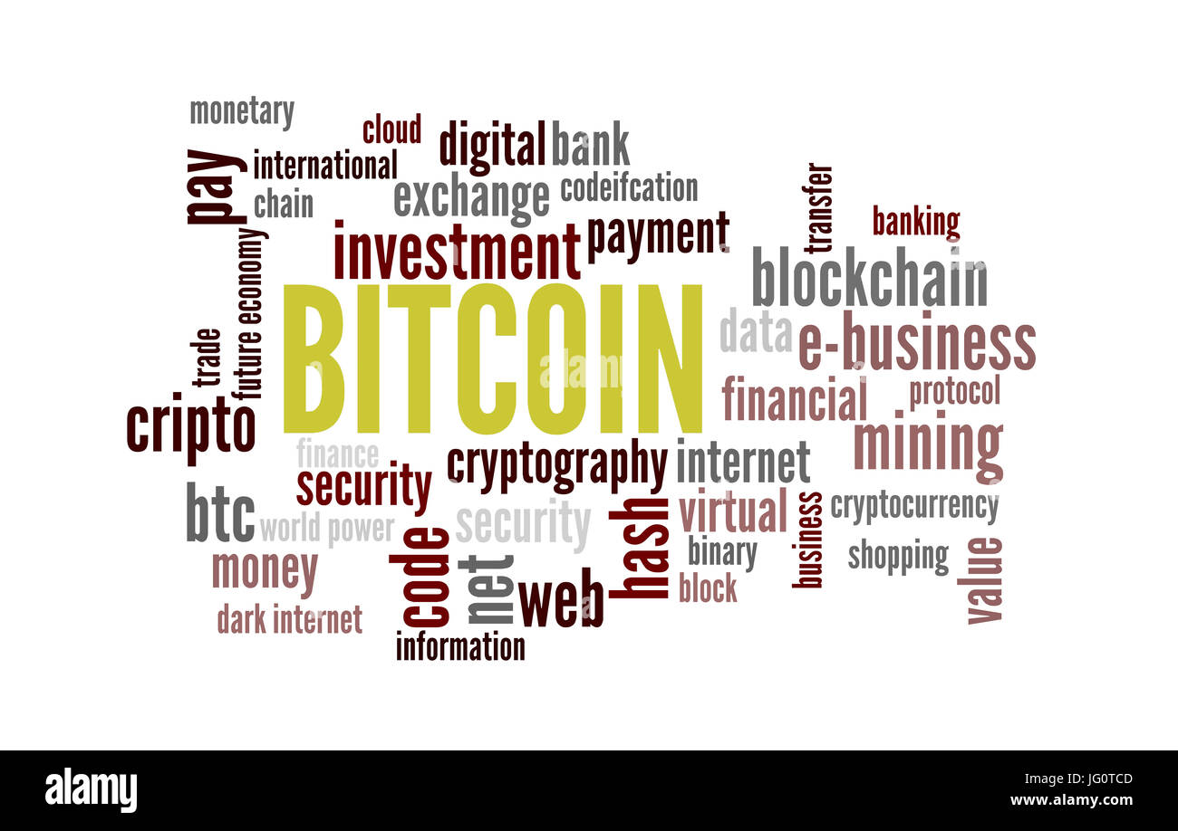 Bitcoin cripto currency word cloud Stock Photo - Alamy