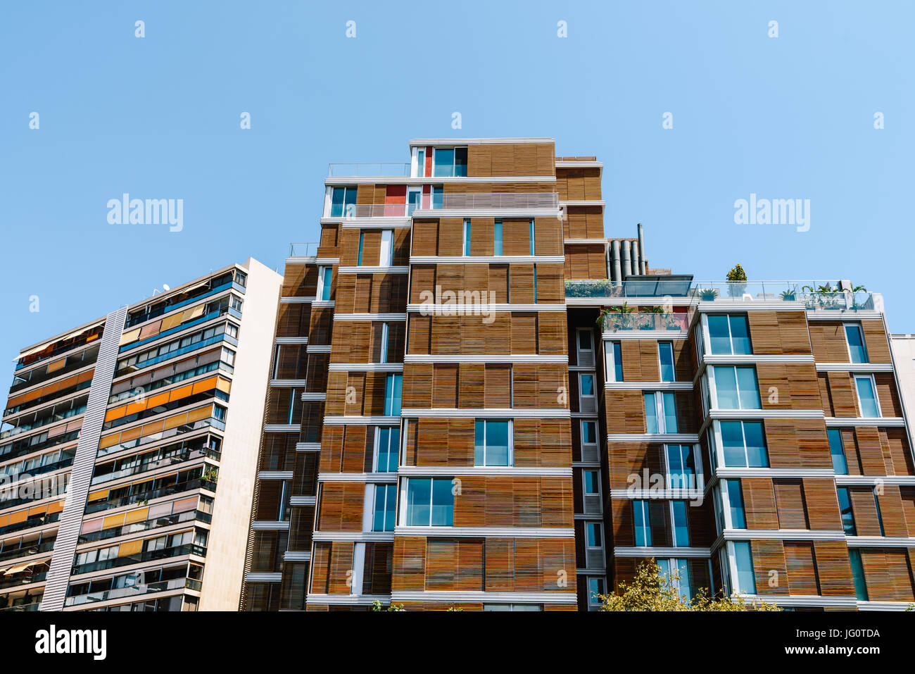 Apartment Building Block Exterior Facade In Valencia, Spain Stock Photo ...