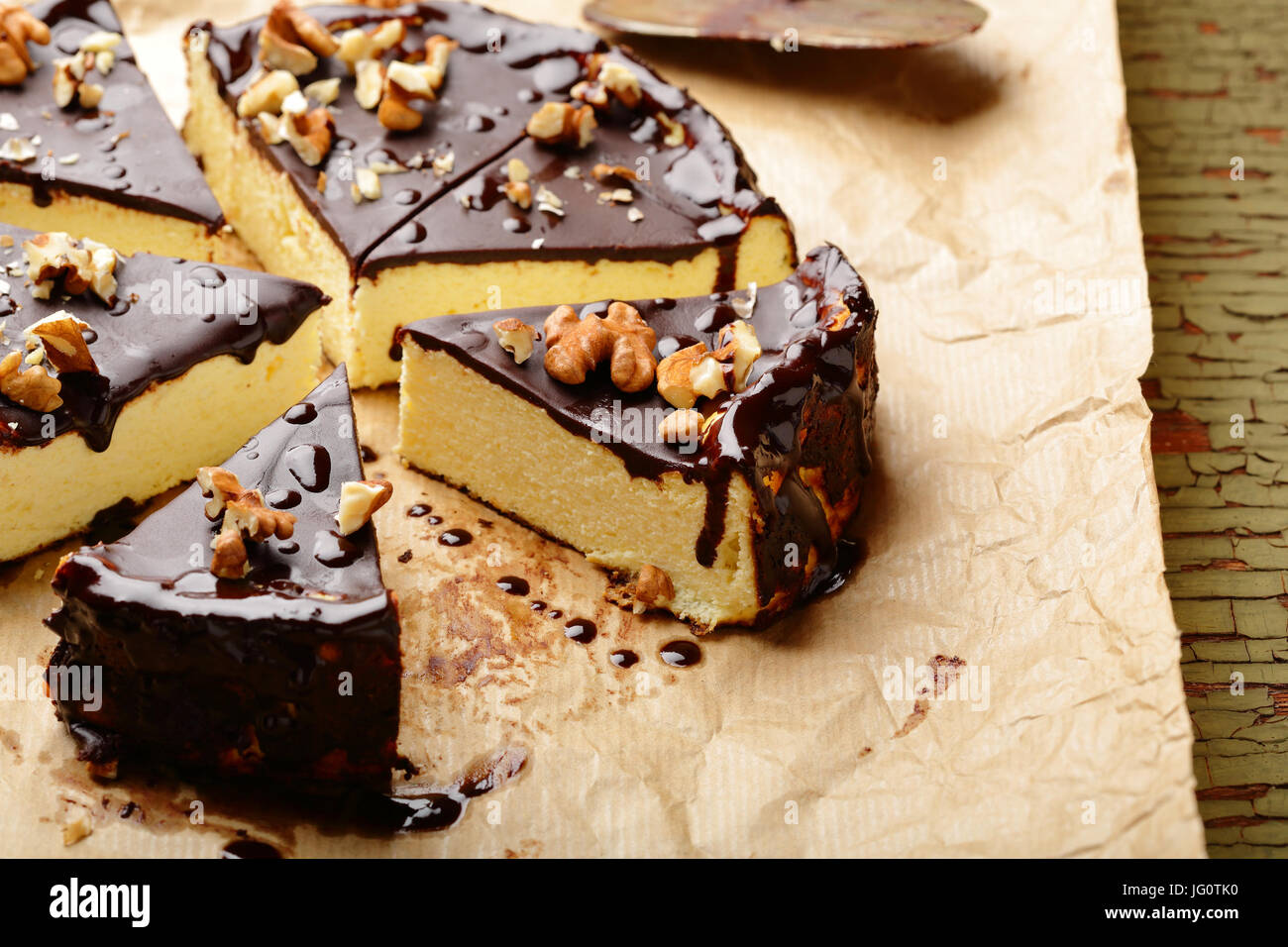 Slice of cheesecake with icing, food closeup Stock Photo - Alamy