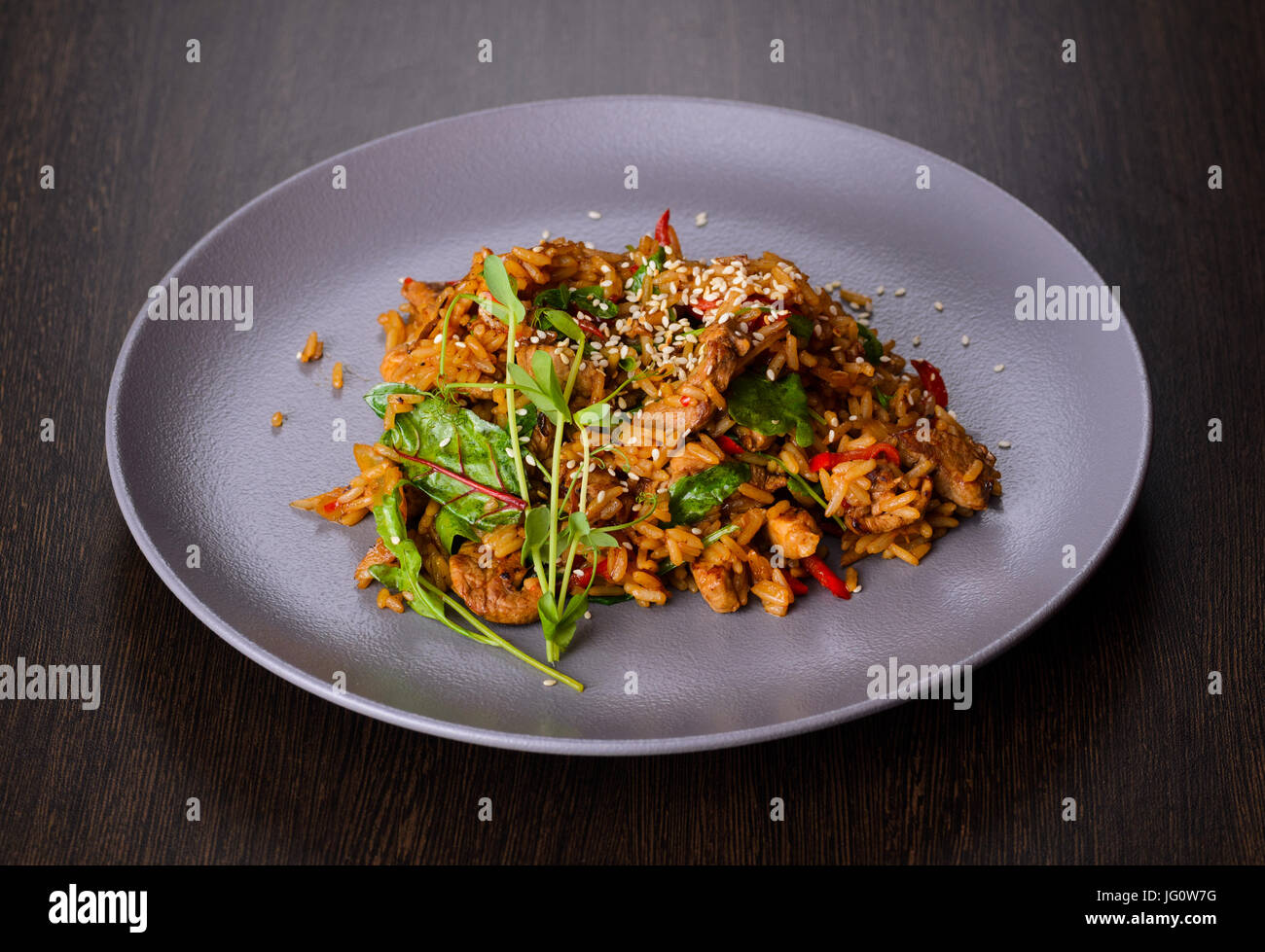 Plate roast chicken vegetable rice hi-res stock photography and images ...