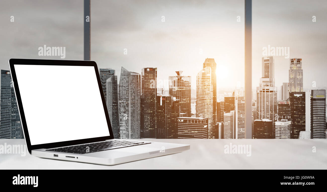 Work place with panoramic view Stock Photo - Alamy
