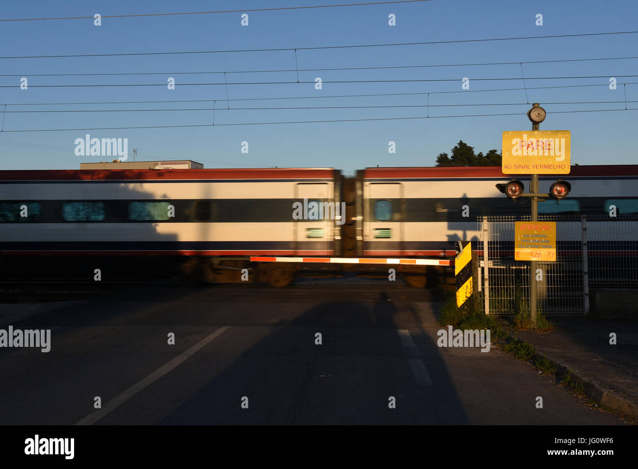 level crossing train Stock Photo - Alamy