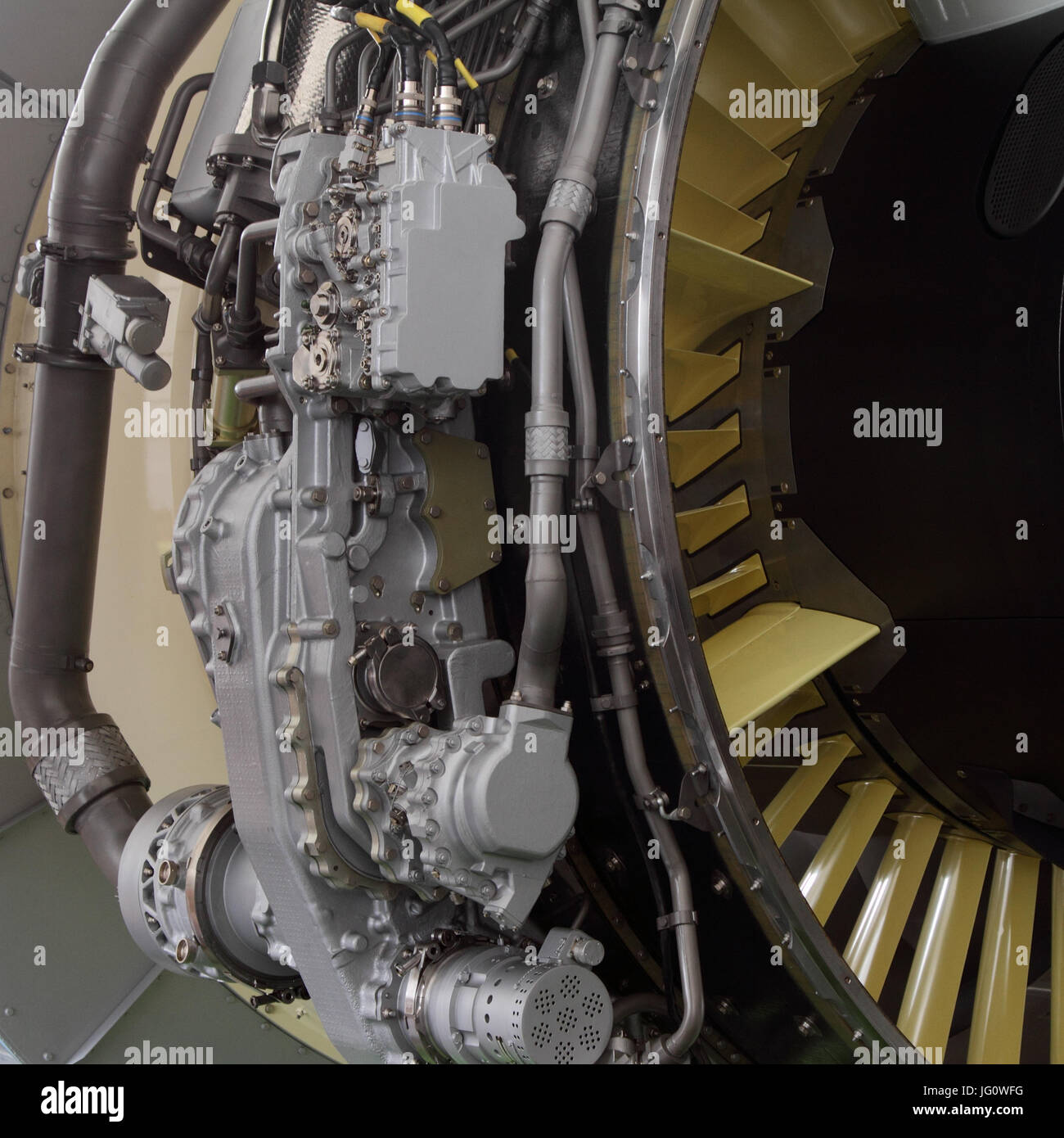 Part of a modern turbofan aircraft engine closeup Stock Photo - Alamy