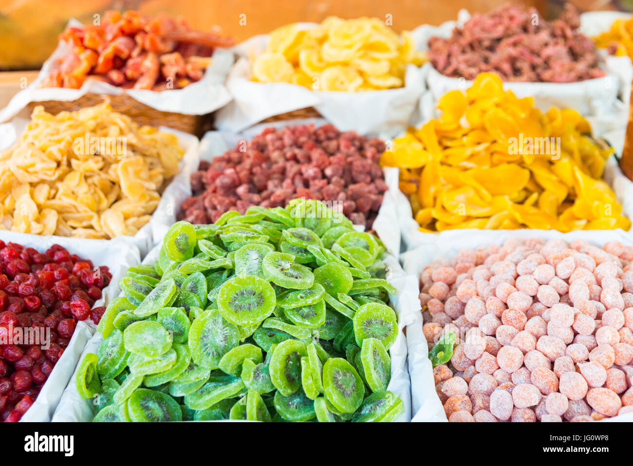 Store with several dried fruits in the market Stock Photo - Alamy