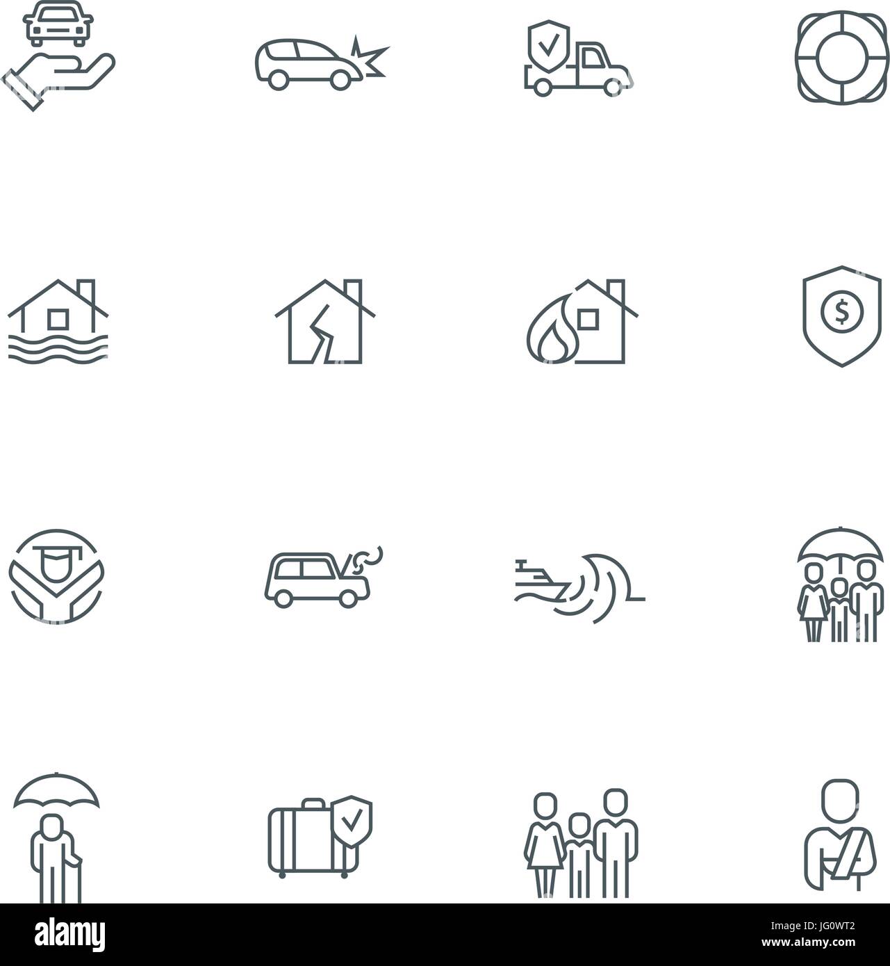 Business people insurance related line icon collection. Vector ...