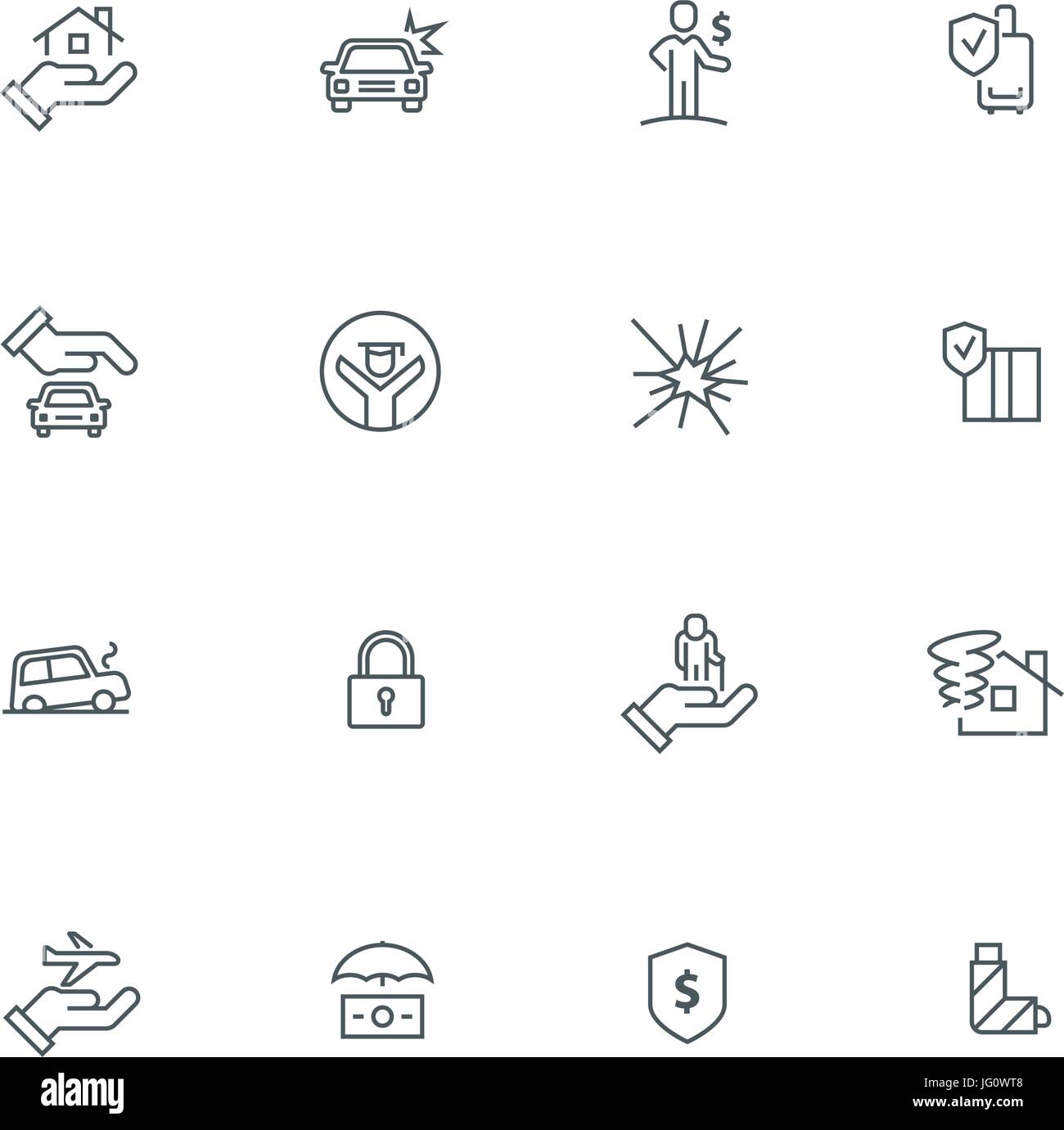 Business people insurance related line icon collection. Vector ...