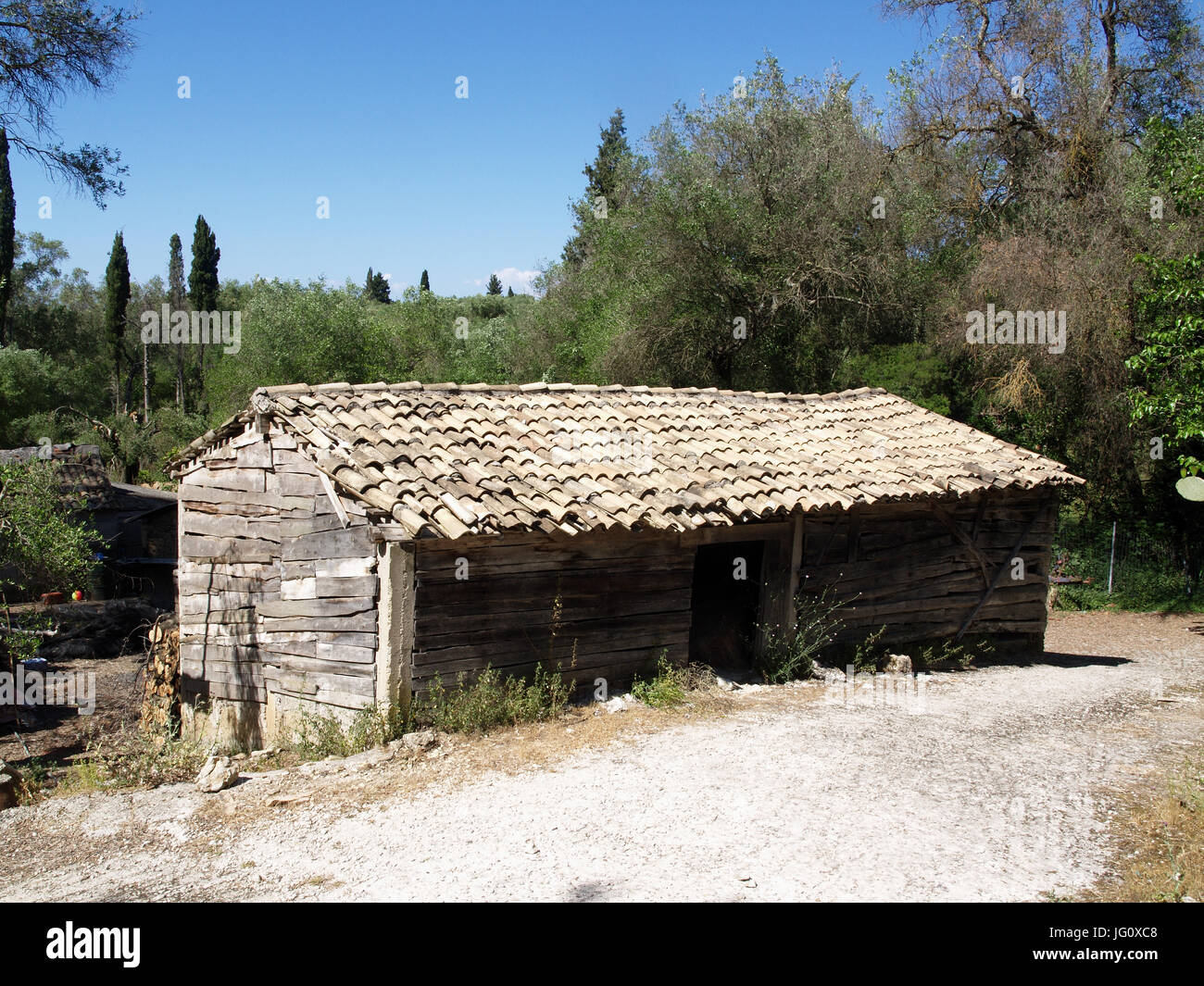 Old barn and storage shed near Xanthates Village, Corfu, Greece Stock ...