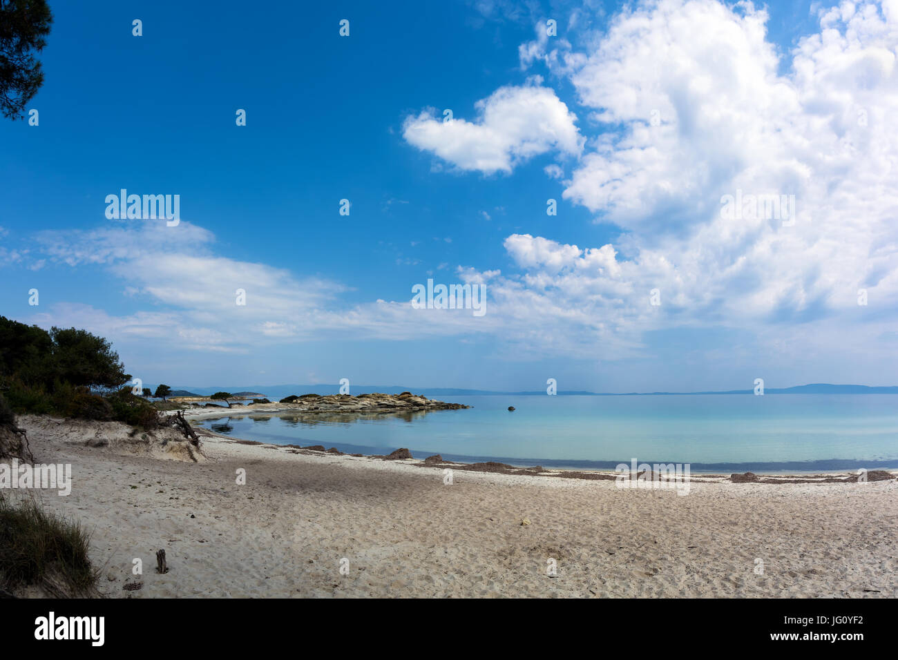 Beautiful scenery by the sea in Vourvourou, Chalkidiki, Greece Stock ...