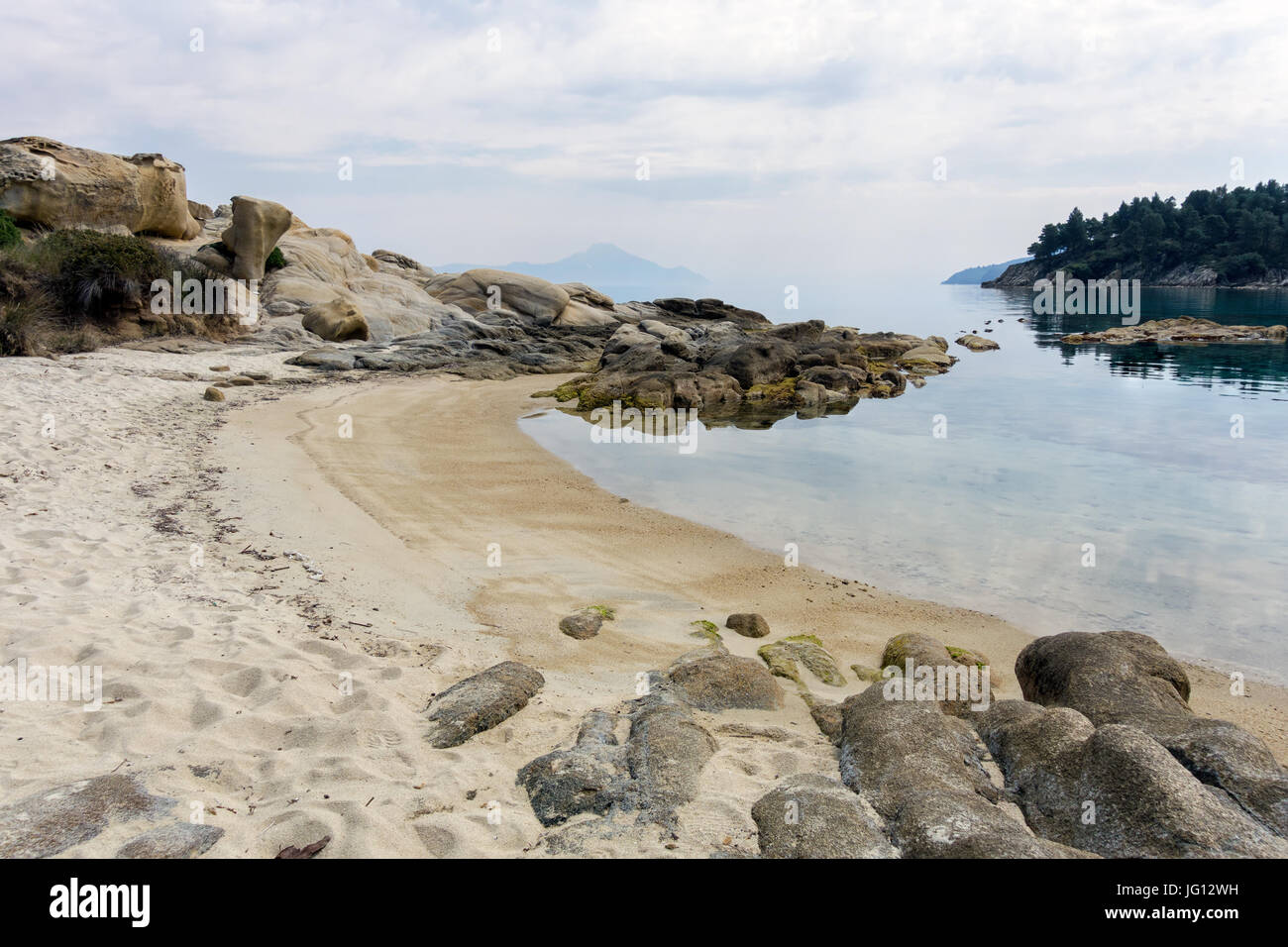 Beautiful scenery by the sea in Vourvourou, Chalkidiki, Greece Stock ...