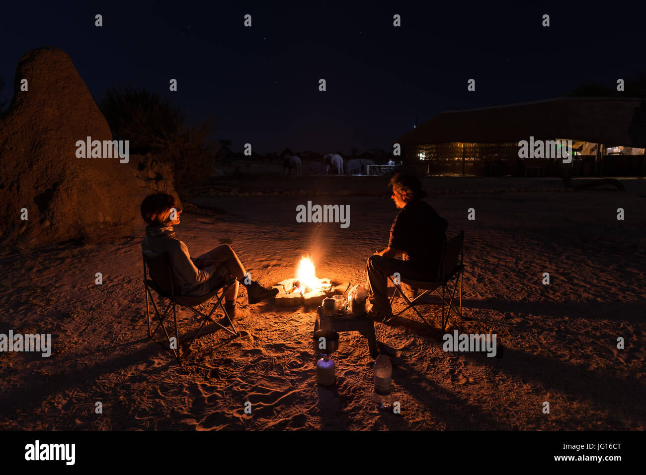 Camping At Night With Fire