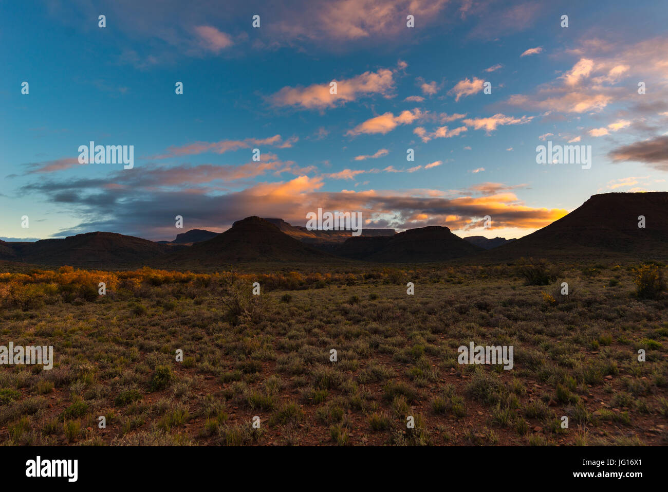 Majestic landscape at Karoo National Park, South Africa. Scenic table ...