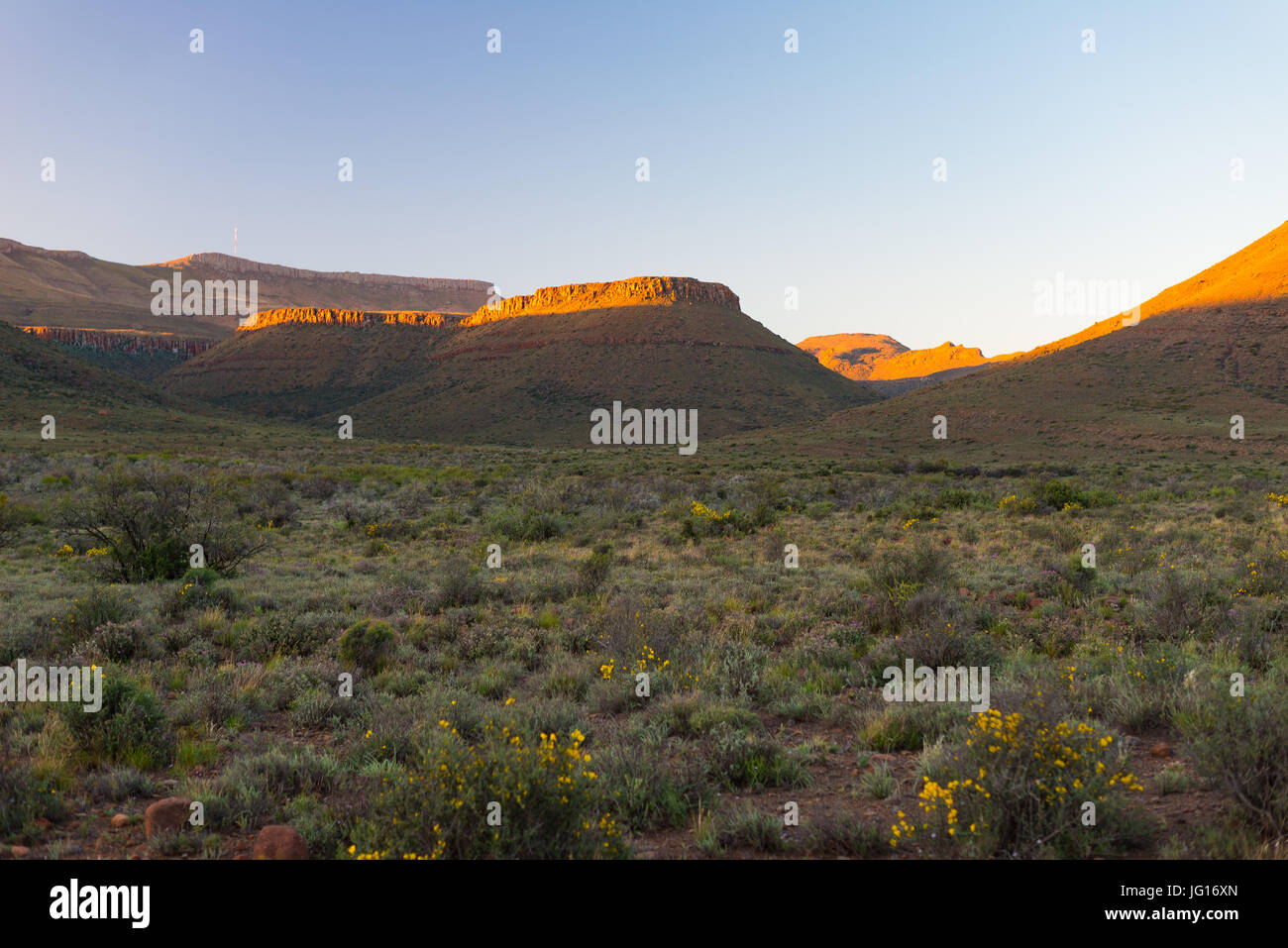 Majestic landscape at Karoo National Park, South Africa. Scenic table ...