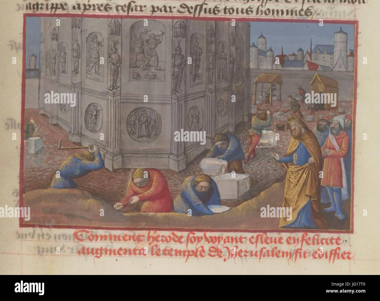 Français 405 fol. 113 Reconstruction du Temple de Jérusalem Stock Photo ...