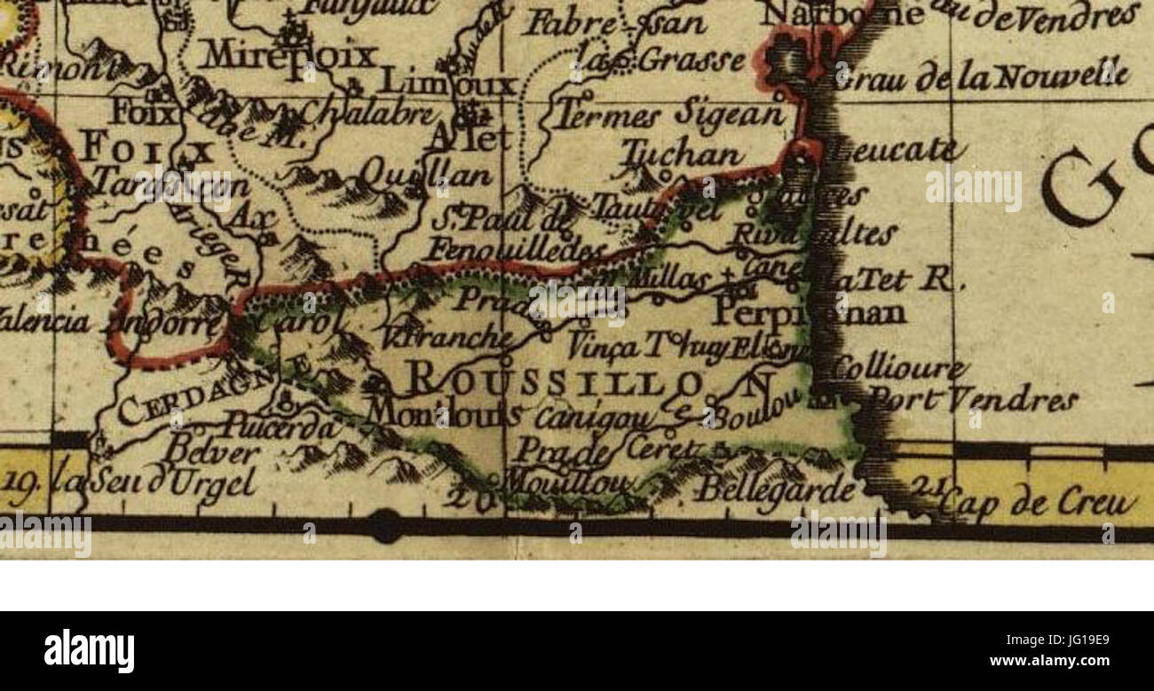 Frankreich 1746 - Karte von Philippe Buache 28Ausschnitt29 Stock Photo ...