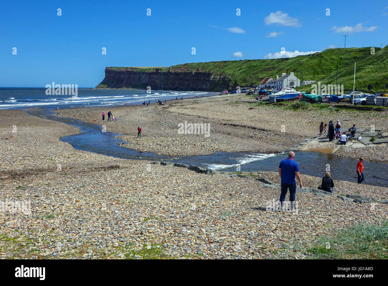 Typical English summer seaside holiday, Saltburn by the Sea, North ...