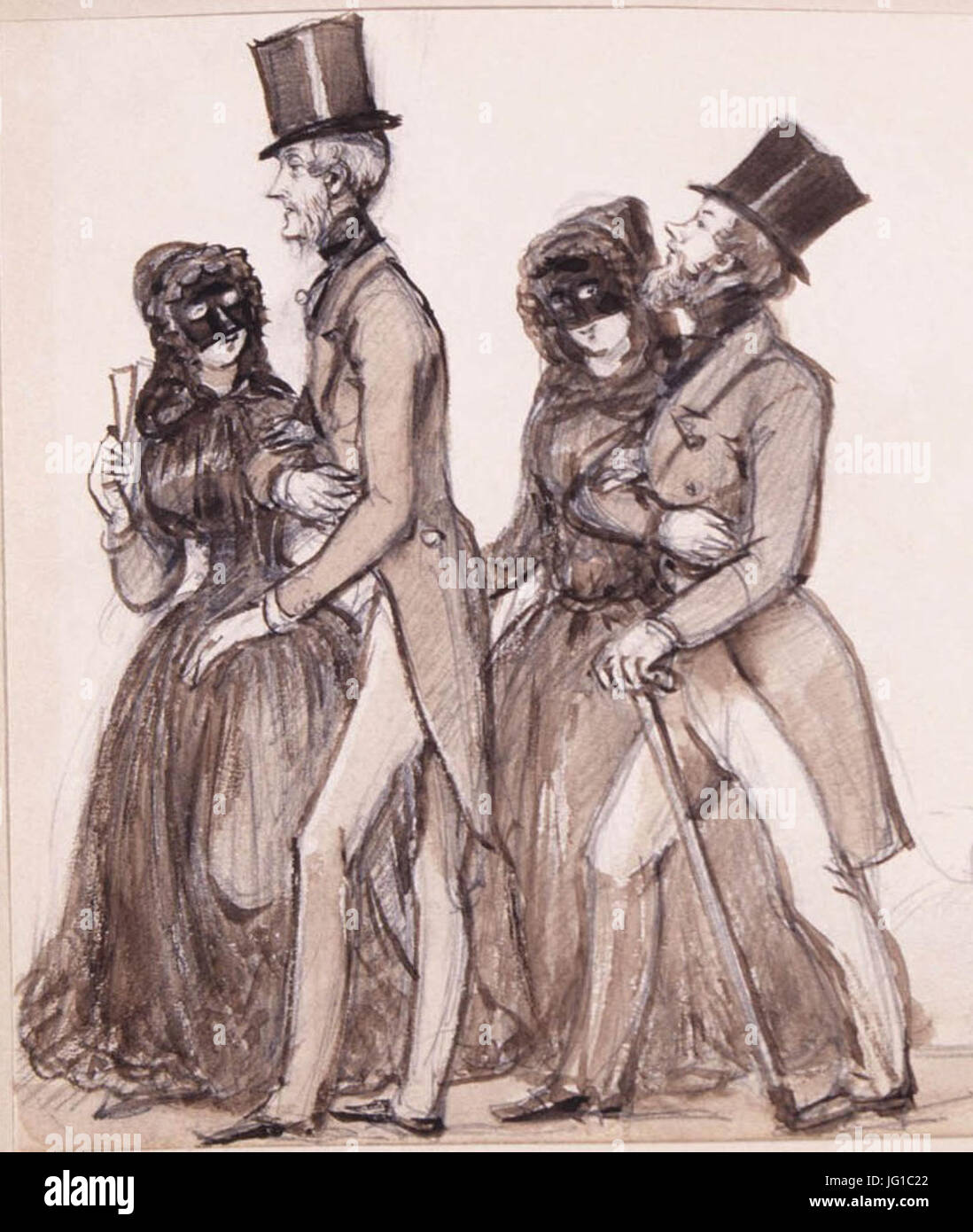 Fritz von Dardel - Les gens qui vont à une mascarade - Paris 1842 Stock ...