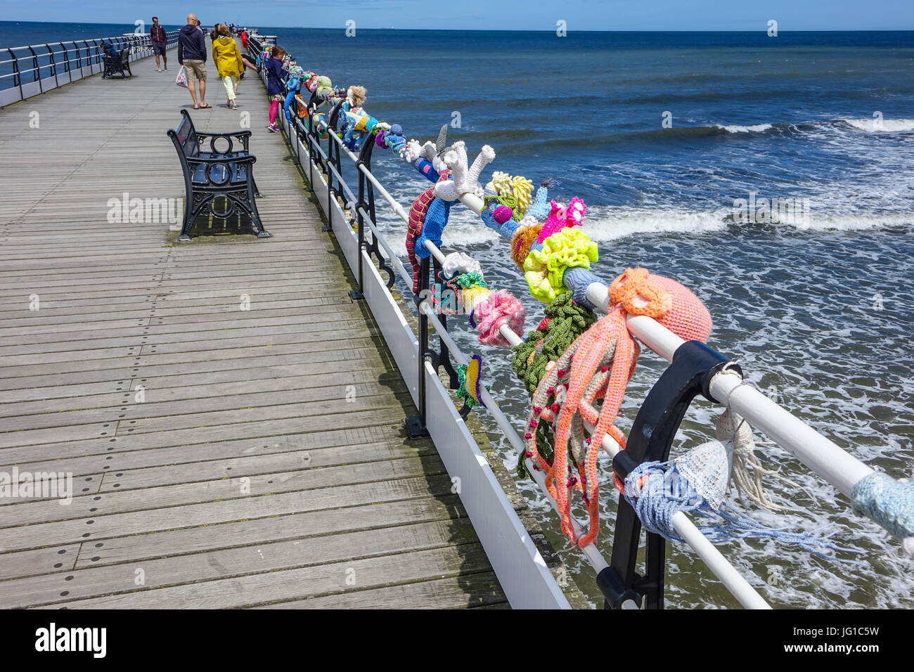 Typical English summer seaside holiday, Saltburn by the Sea, North ...
