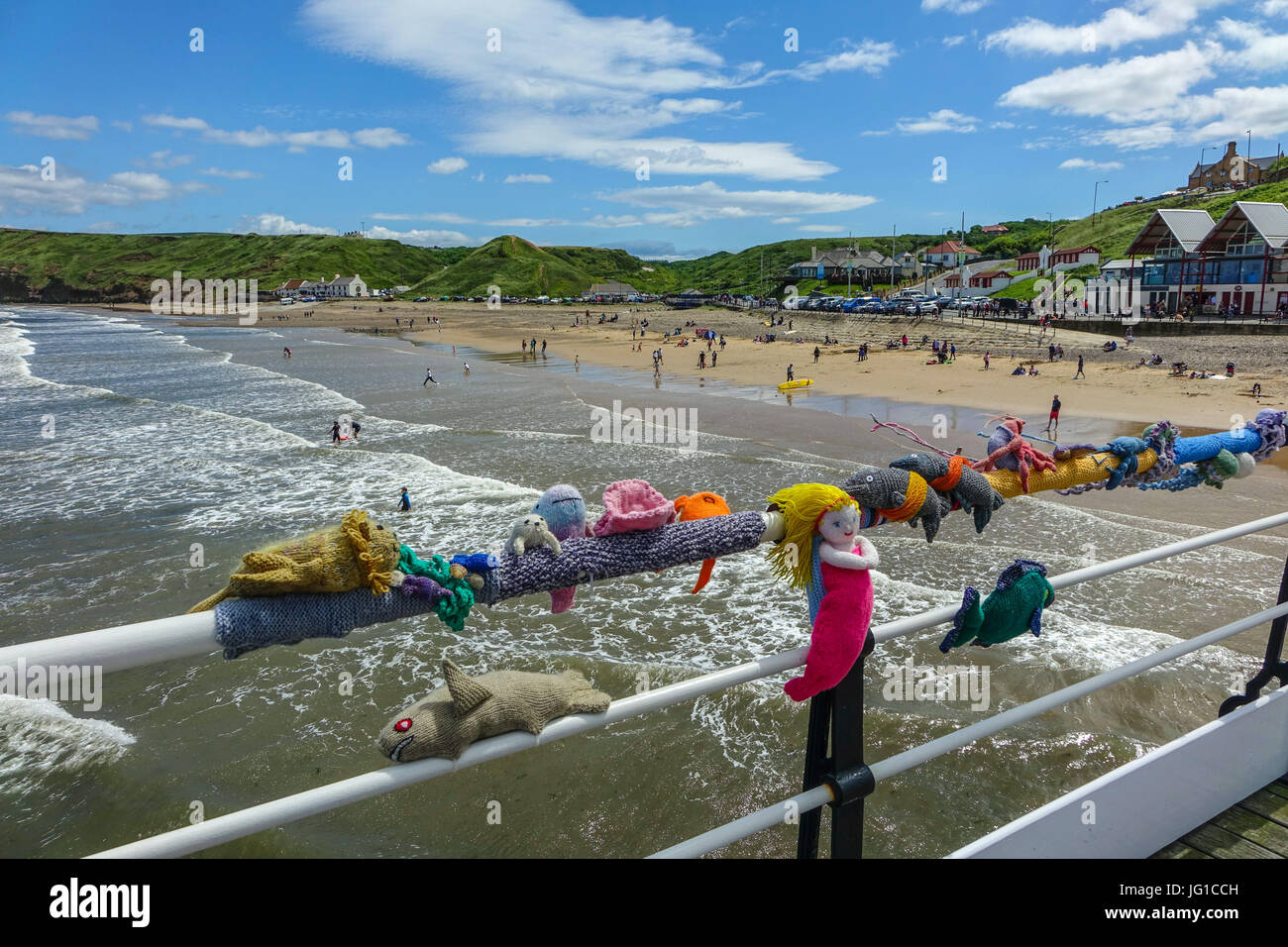 Typical English summer seaside holiday, Saltburn by the Sea, North ...