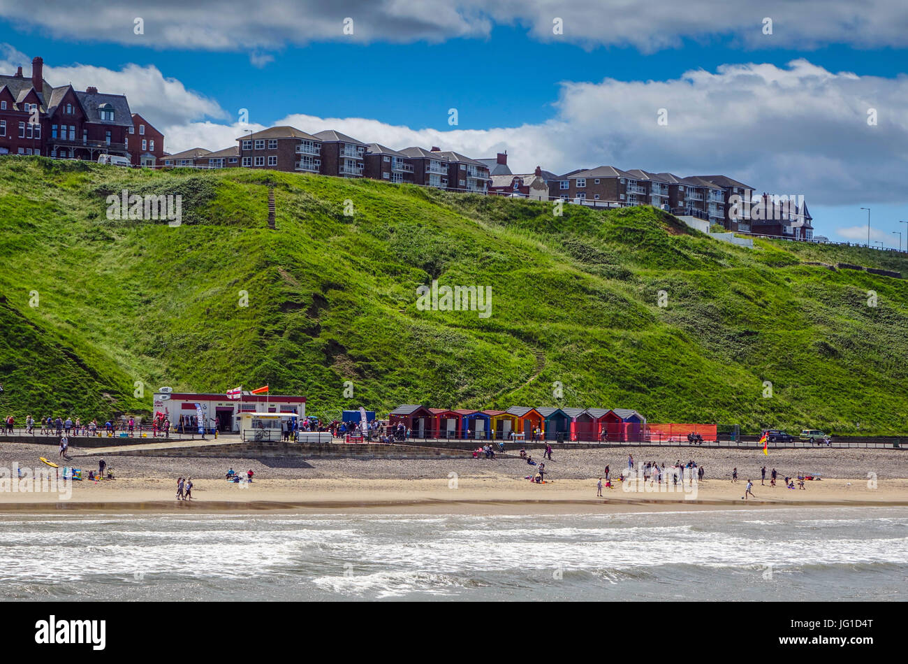 Typical English summer seaside holiday, Saltburn by the Sea, North ...