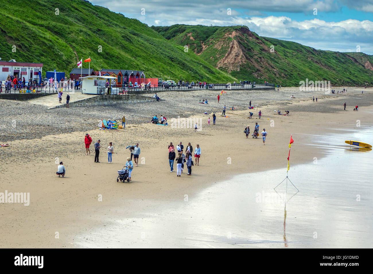 Typical English summer seaside holiday, Saltburn by the Sea, North ...