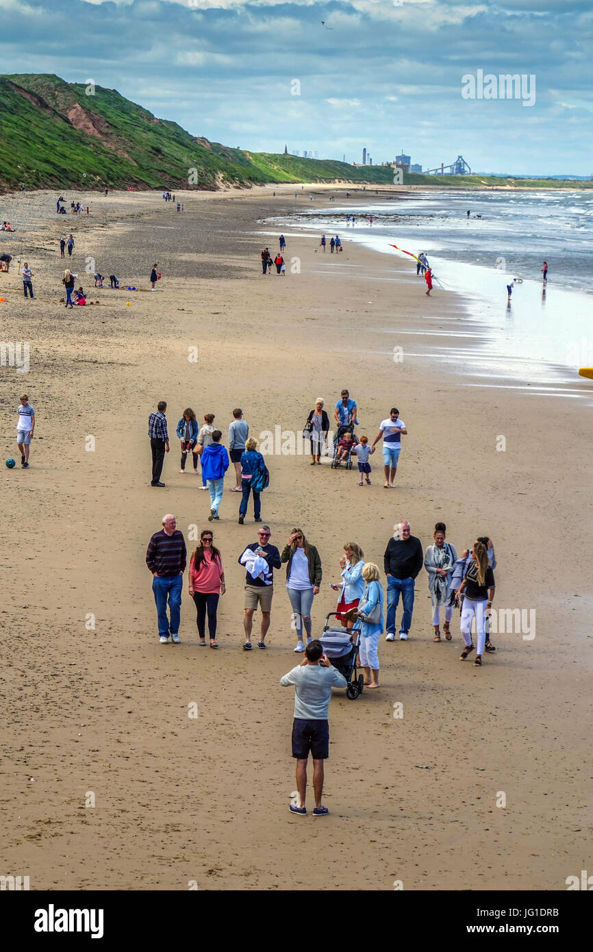 Typical English summer seaside holiday, Saltburn by the Sea, North ...