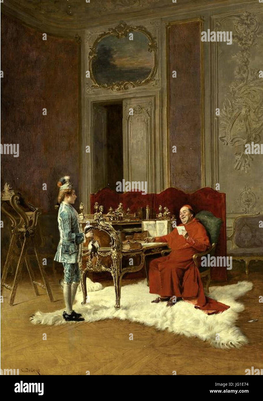 'Game for the Cardinal.', painting by Charles Édouard Delort Stock ...
