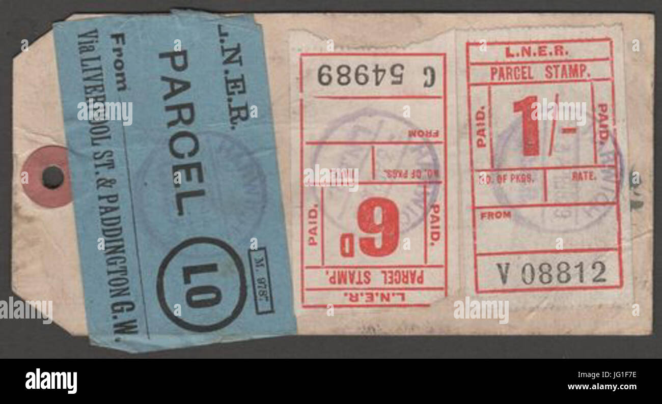 GB 1929 KGV 1sh 2B 6d LNER Parcel Stamps on OHMS Label Railway Stamps ...