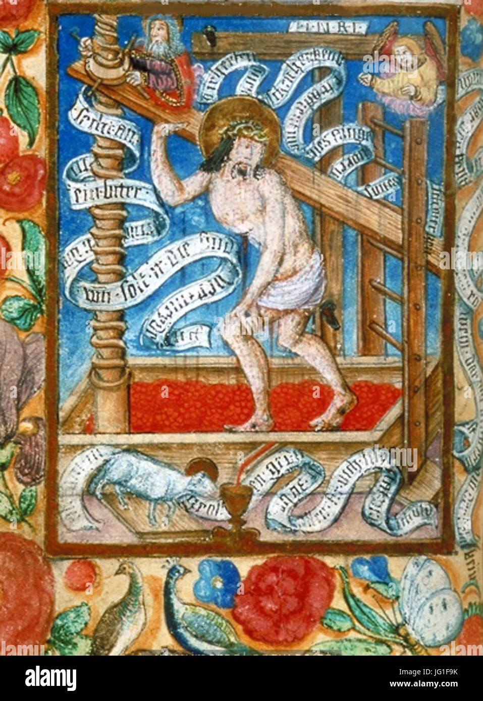 Gebetbuch Ulrich von Montfort Christus in der Kelter ÖNB cod 48 fol 49v ...