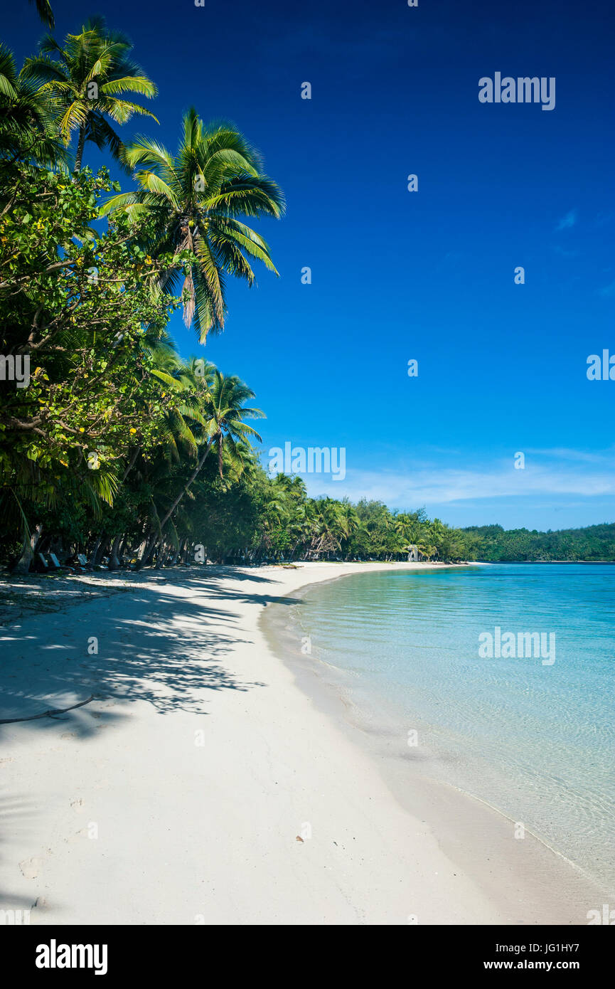 White sand beach and turquoise water at the Nanuya Lailai island, the ...
