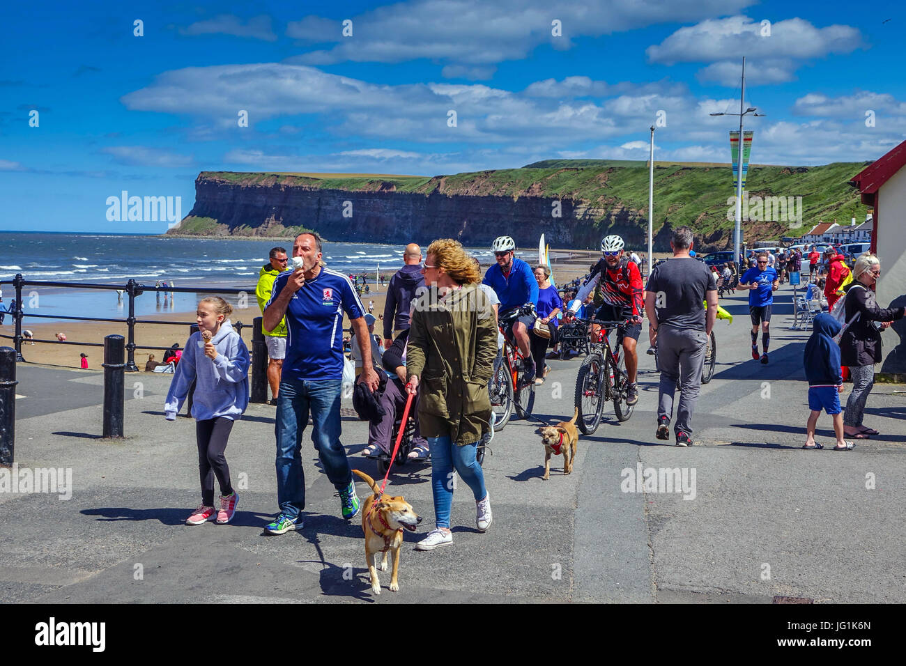 Typical English summer seaside holiday, Saltburn by the Sea, North ...