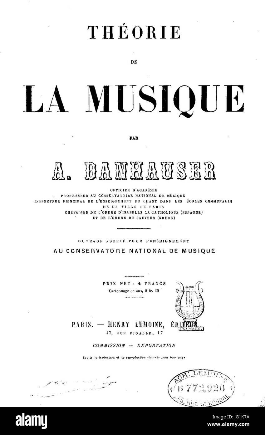 Danhauser - Théorie de la musique - 1872 Stock Photo - Alamy
