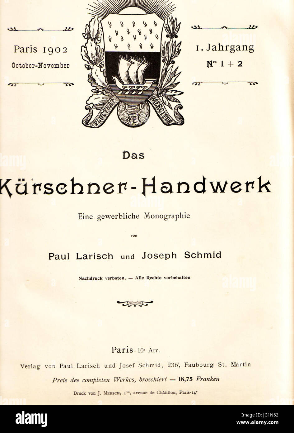 Das Kürschner-Handwerk, von Paul Larisch und Joseph Schmid Stock Photo ...
