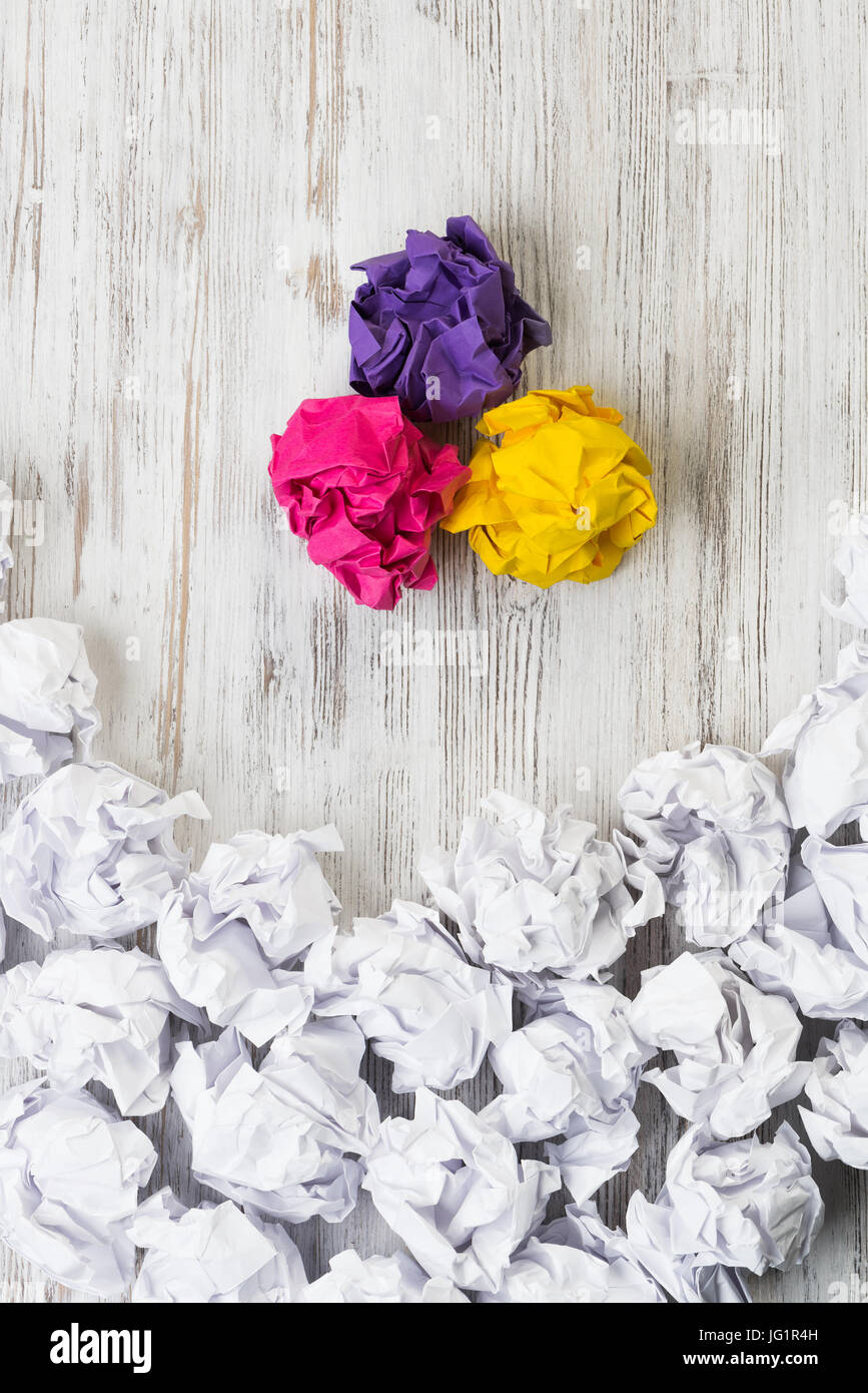 Set of crumpled paper balls with some colorful Stock Photo - Alamy