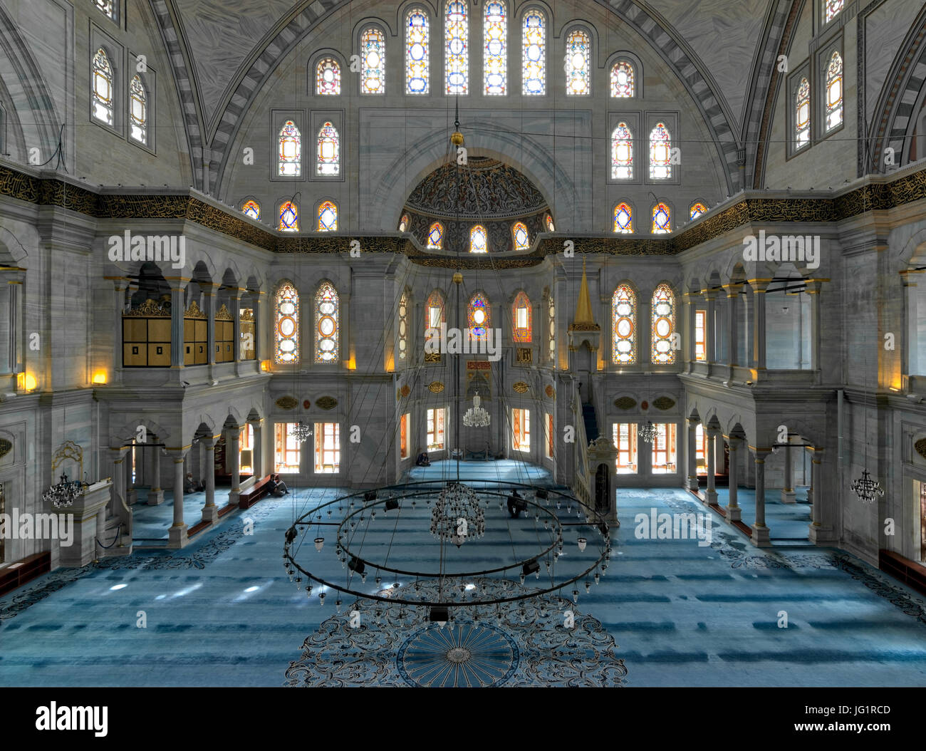 Interior of Nuruosmaniye Mosque, an Ottoman Baroque style mosque ...