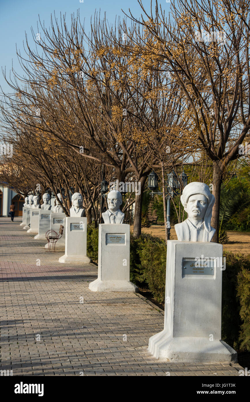 Statue alley in the Minare Park and Shanadar Park in Erbil or Hawler ...