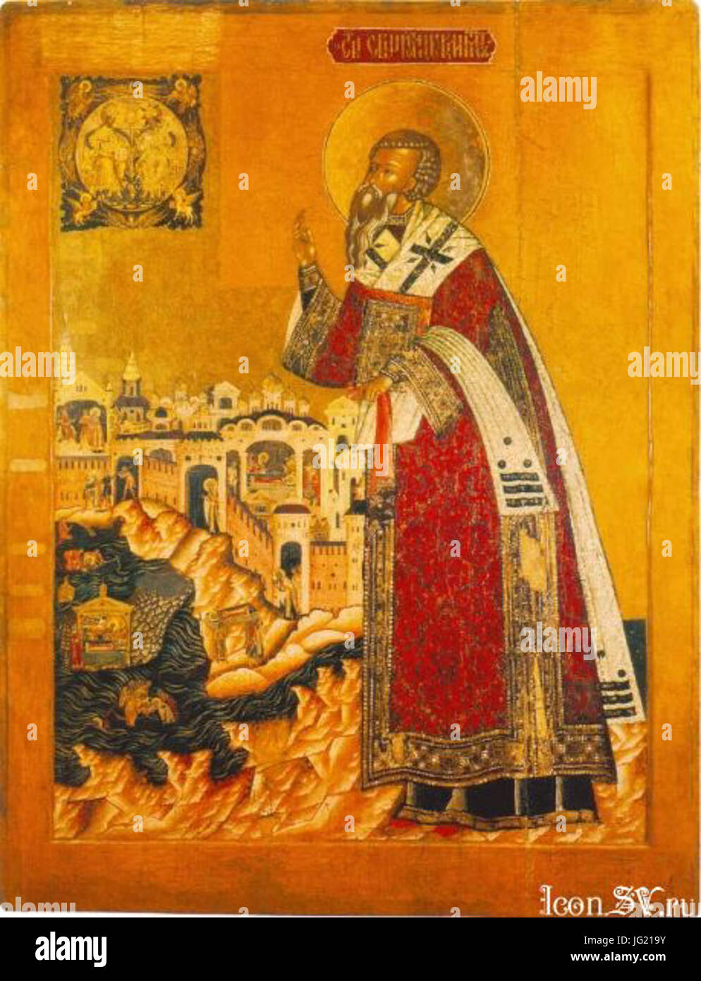 Icon of saint Clemens 2817th c Perm Usolye29 Stock Photo - Alamy