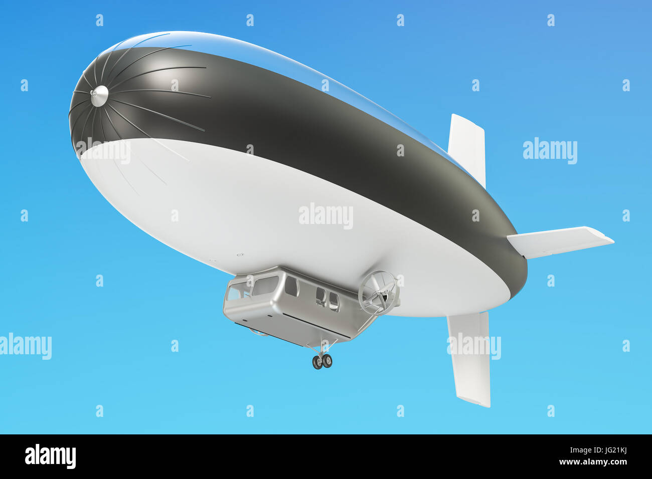 Airship or dirigible balloon with Estonian flag, 3D rendering isolated ...